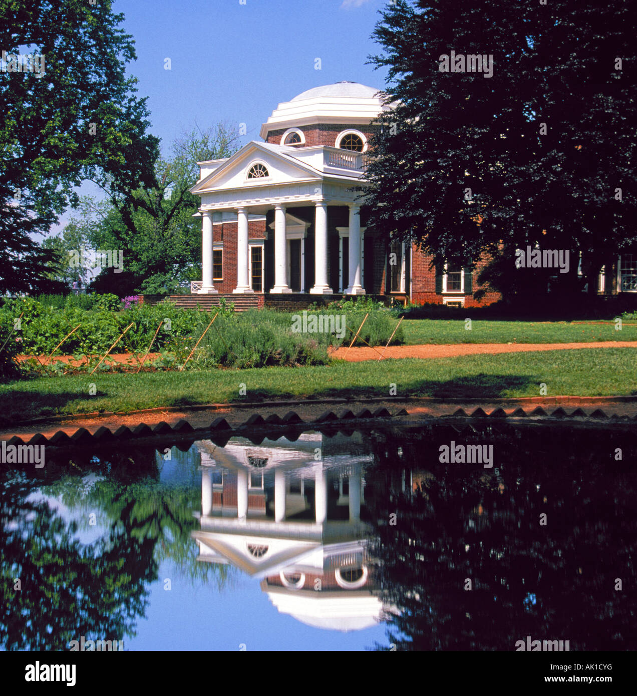 A view of the grounds and gardens of Monticello home of Thomas ...