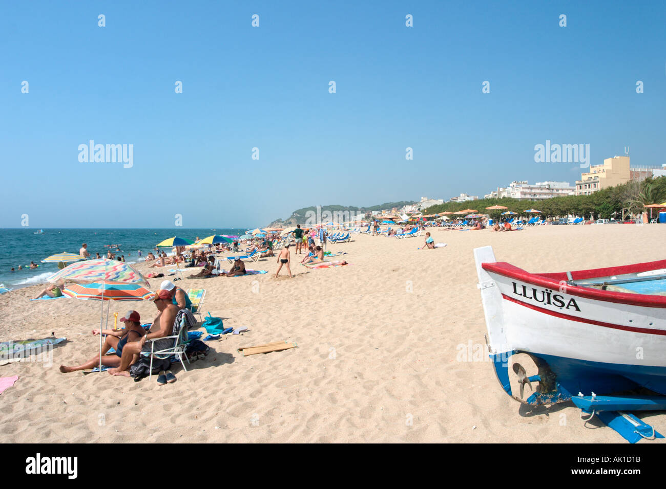 Main beach in Calella, Costa Brava, Catalunya, Spain Stock Photo - Alamy