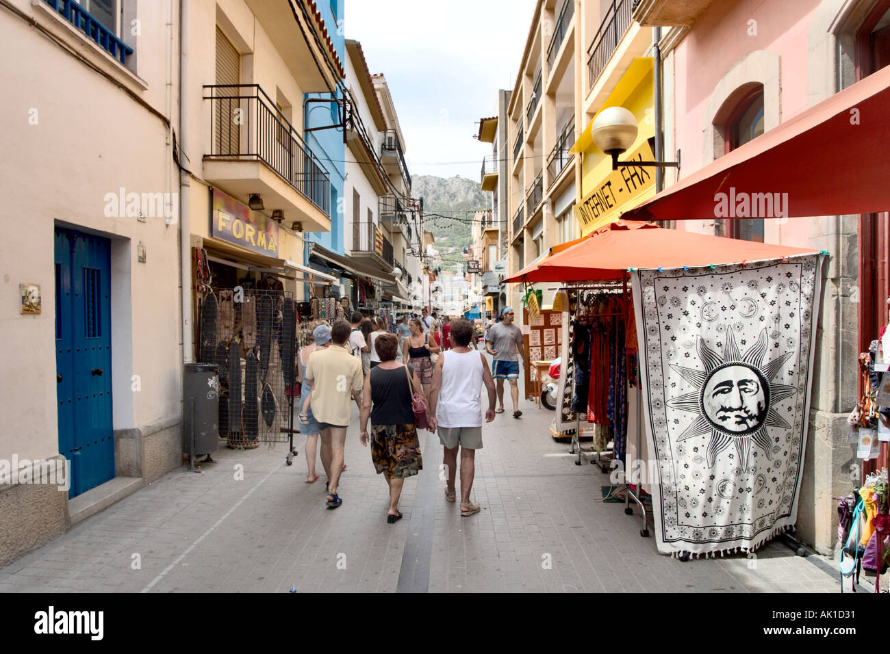 Shops in the resort centre, L'Estartit, Costa Brava, Catalunya, Spain ...