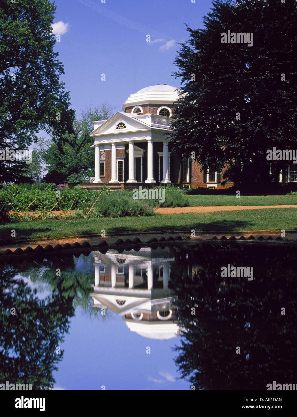 The reflection of the main house at Monticello home of Thomas Jefferson ...