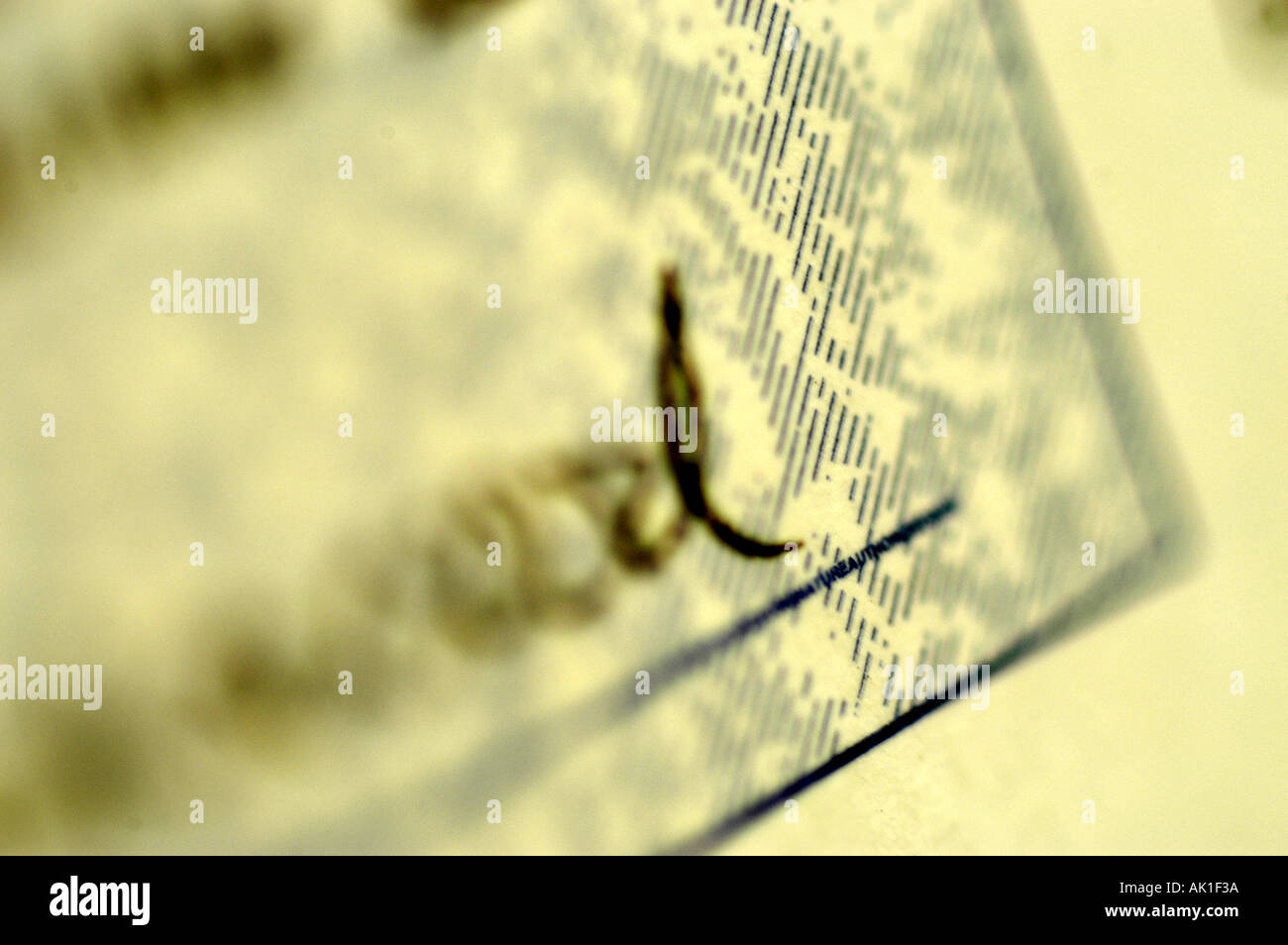 Signature Partial Check Cheque corner horizontal Stock Photo - Alamy