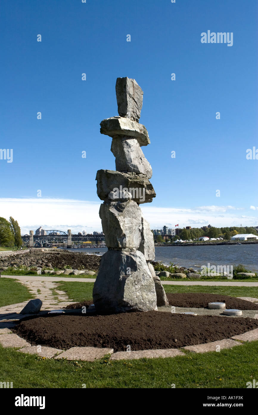 inukshuk in Vancouver British Columbia, home of the 2010 Olympics Stock ...