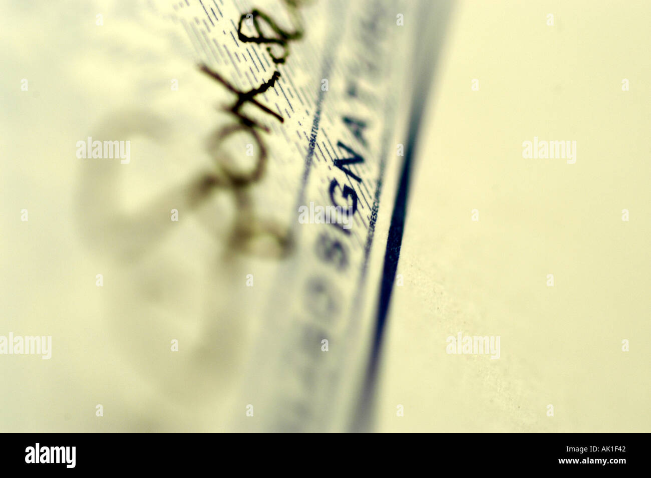 Check cheque partial signature horizontal Stock Photo - Alamy