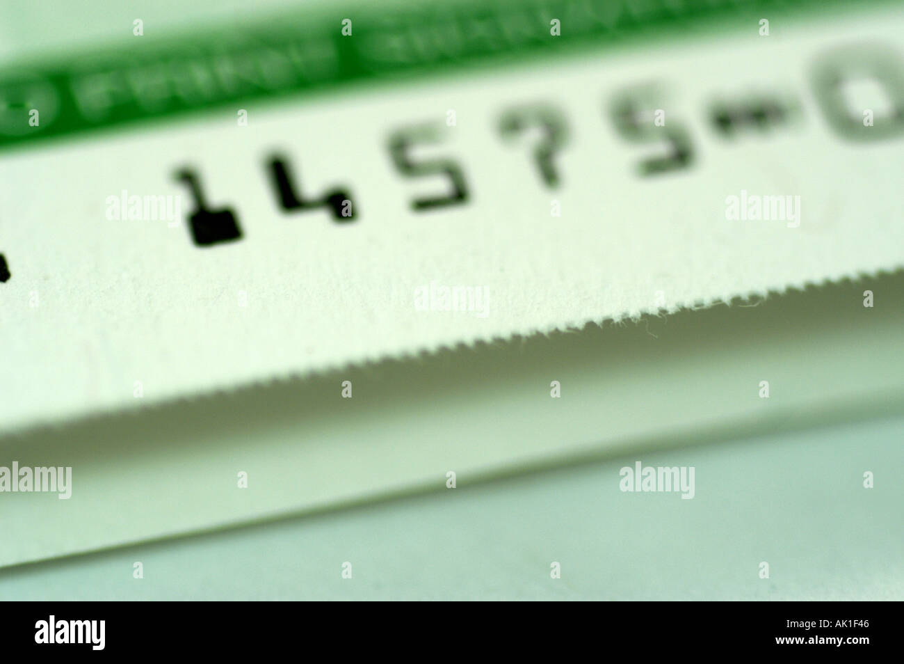 145750 Number Series bottom of check cheque partial horizontal Stock ...