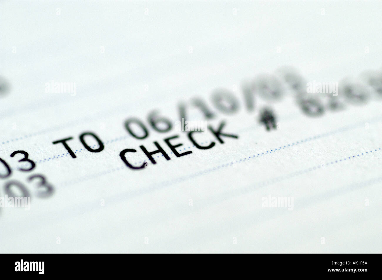 Check cheque partial horizontal Stock Photo - Alamy