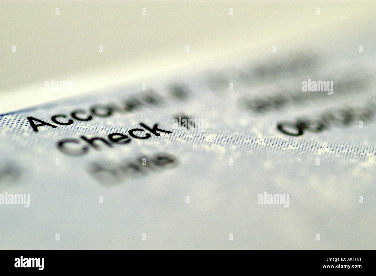 Account partial check cheque horizontal Stock Photo - Alamy