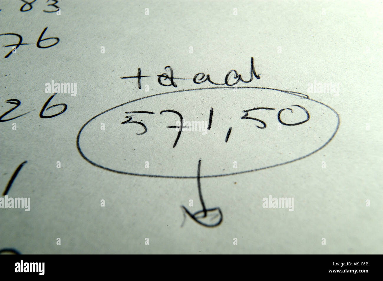 Sum handwritten total horizontal Stock Photo - Alamy