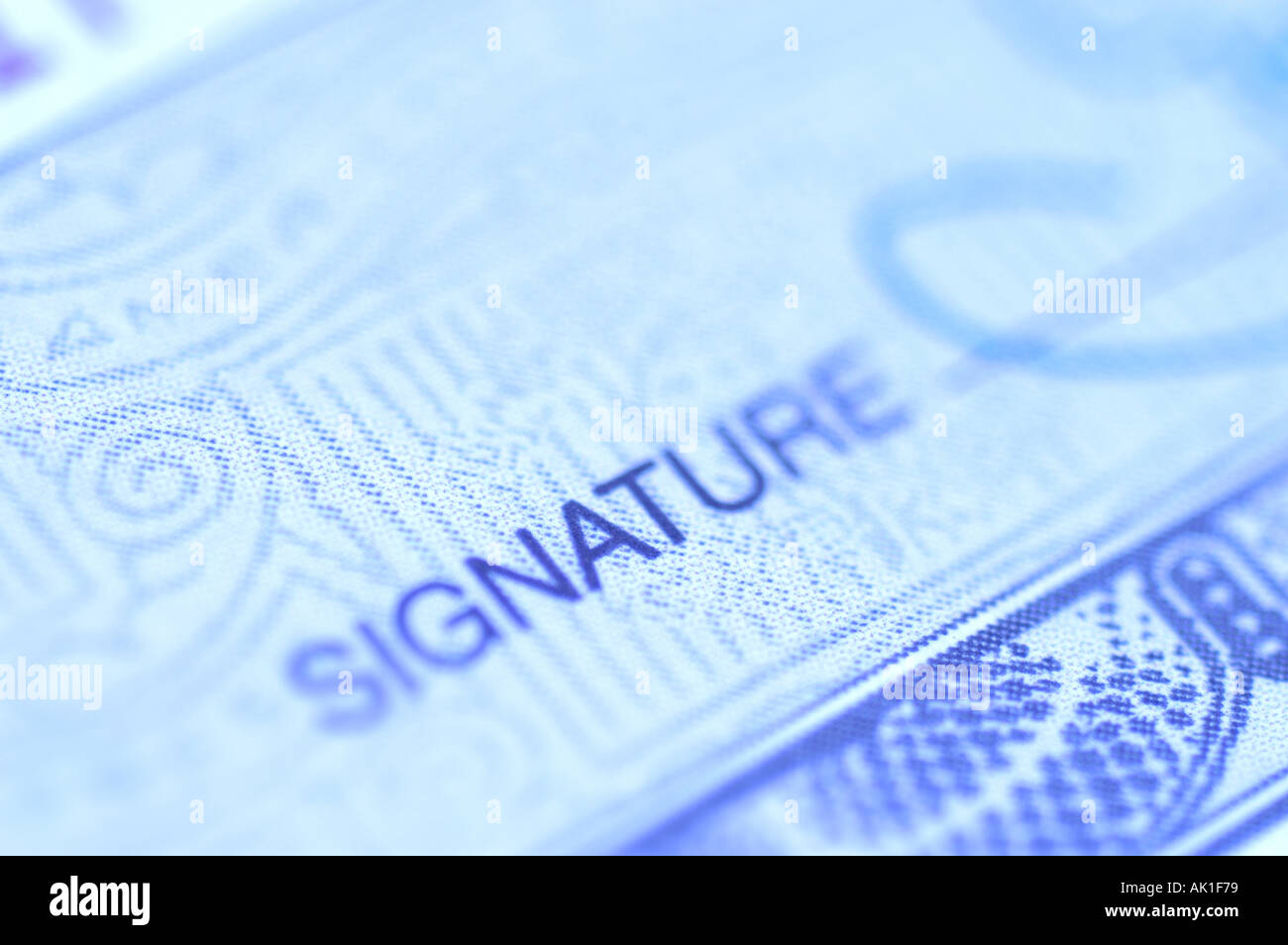 Signature check cheque partial blue horizontal Stock Photo - Alamy