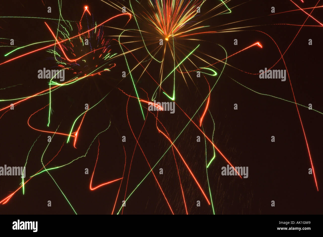 Fireworks display in night sky Stock Photo - Alamy