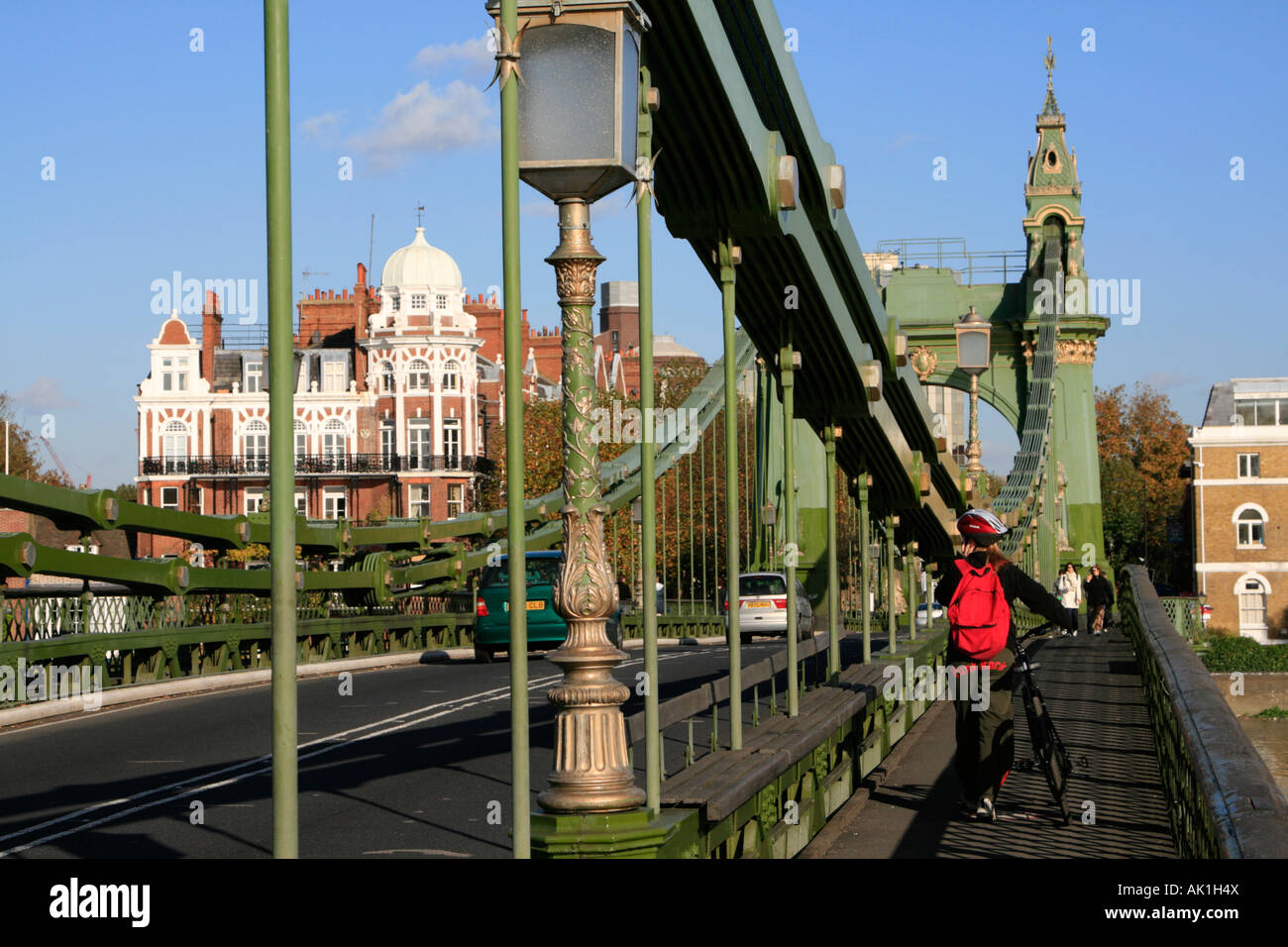 hammersmith bridge over river thames london england uk gb Stock Photo ...