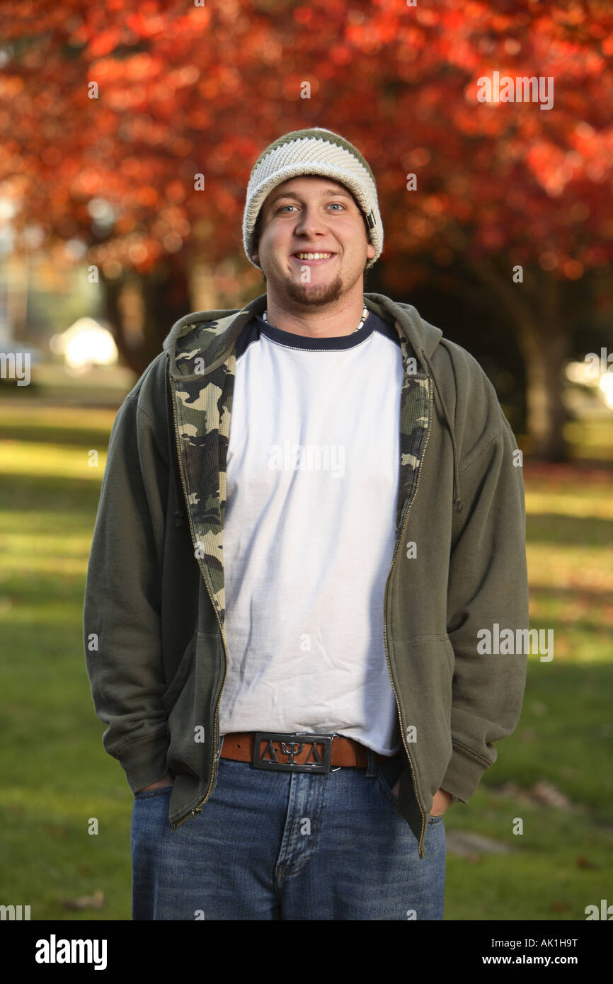 College student portrait with fall campus Stock Photo - Alamy