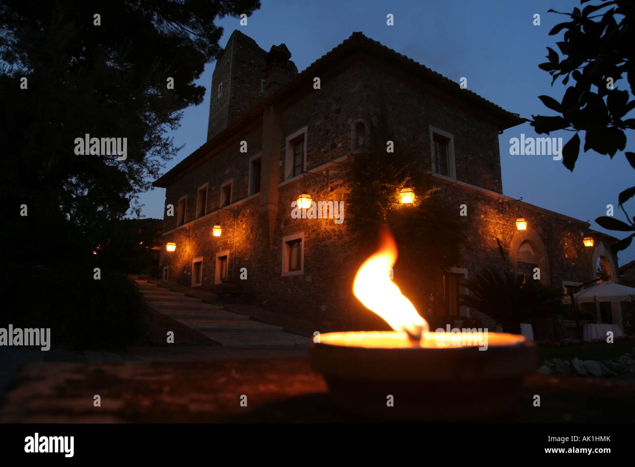 Candle light in italian castle Stock Photo - Alamy