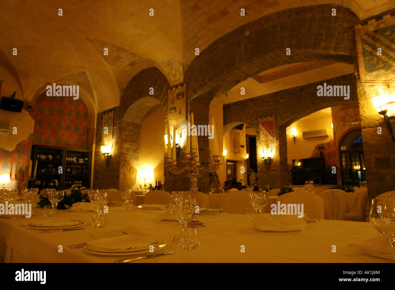 Restaurant interior, in Italian castle Stock Photo - Alamy