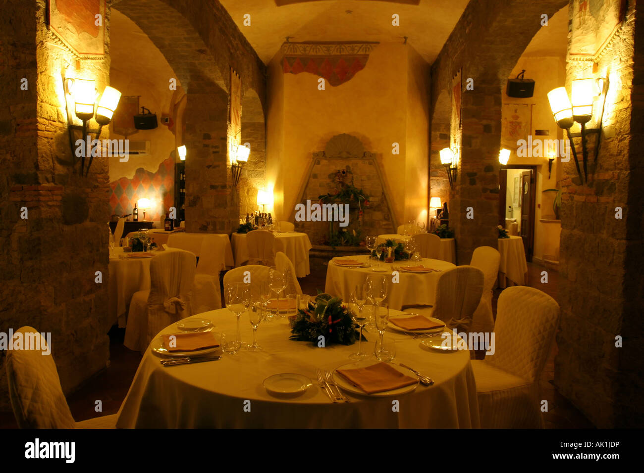 Restaurant interior, in Italian castle Stock Photo - Alamy
