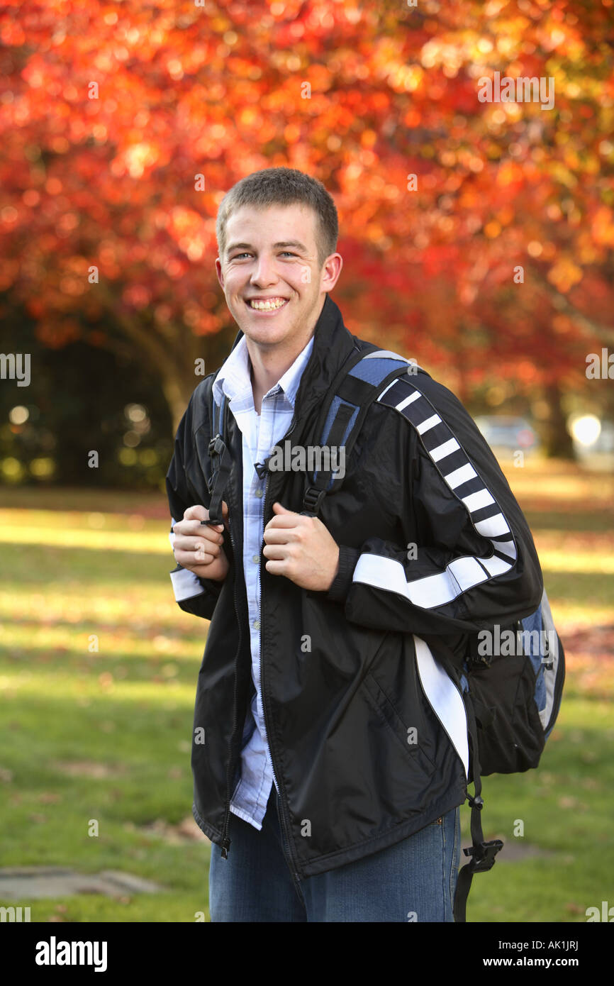 College student portrait with fall campus Stock Photo - Alamy