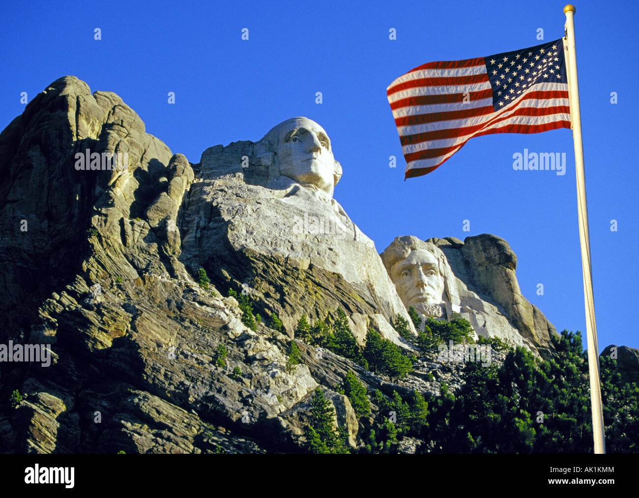 The granite heads of Presidents Abraham Lincoln George Washington ...