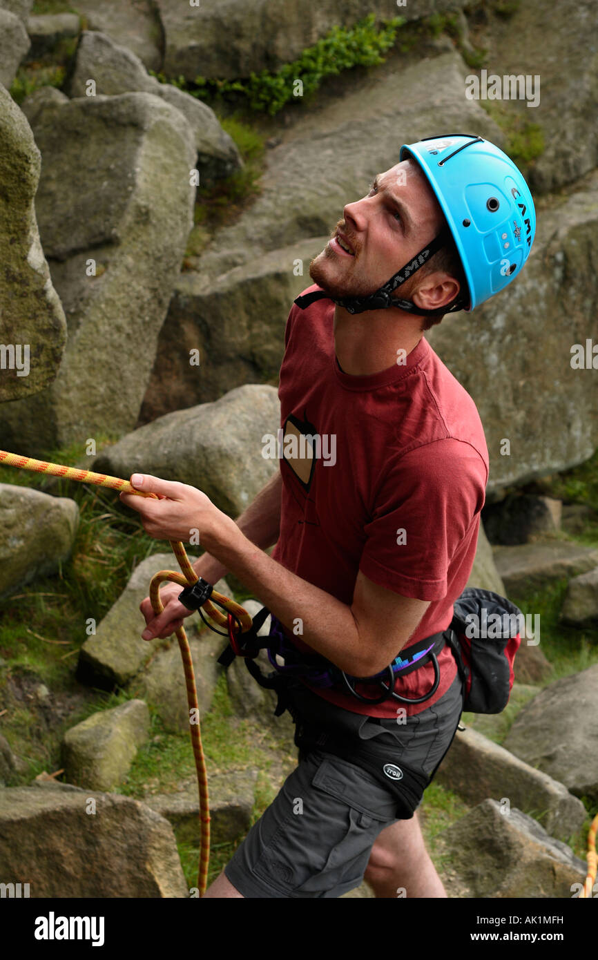 A Climber on a rock - Peak District, England, UK Stock Photo - Alamy