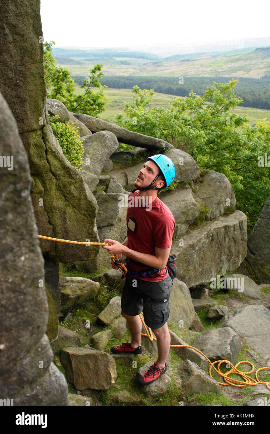 A Climber on a rock - Peak District, England, UK Stock Photo - Alamy