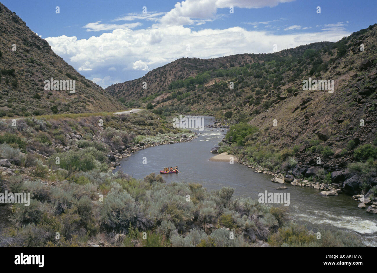 White water rafters float the rapids of the Rio Grande in the lower Rio ...