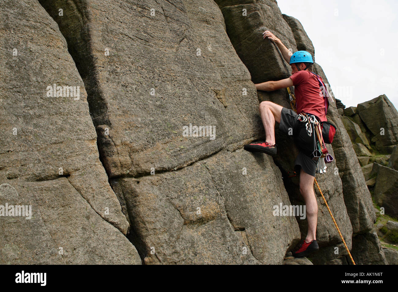A Climber on a rock - Peak District, England, UK Stock Photo - Alamy