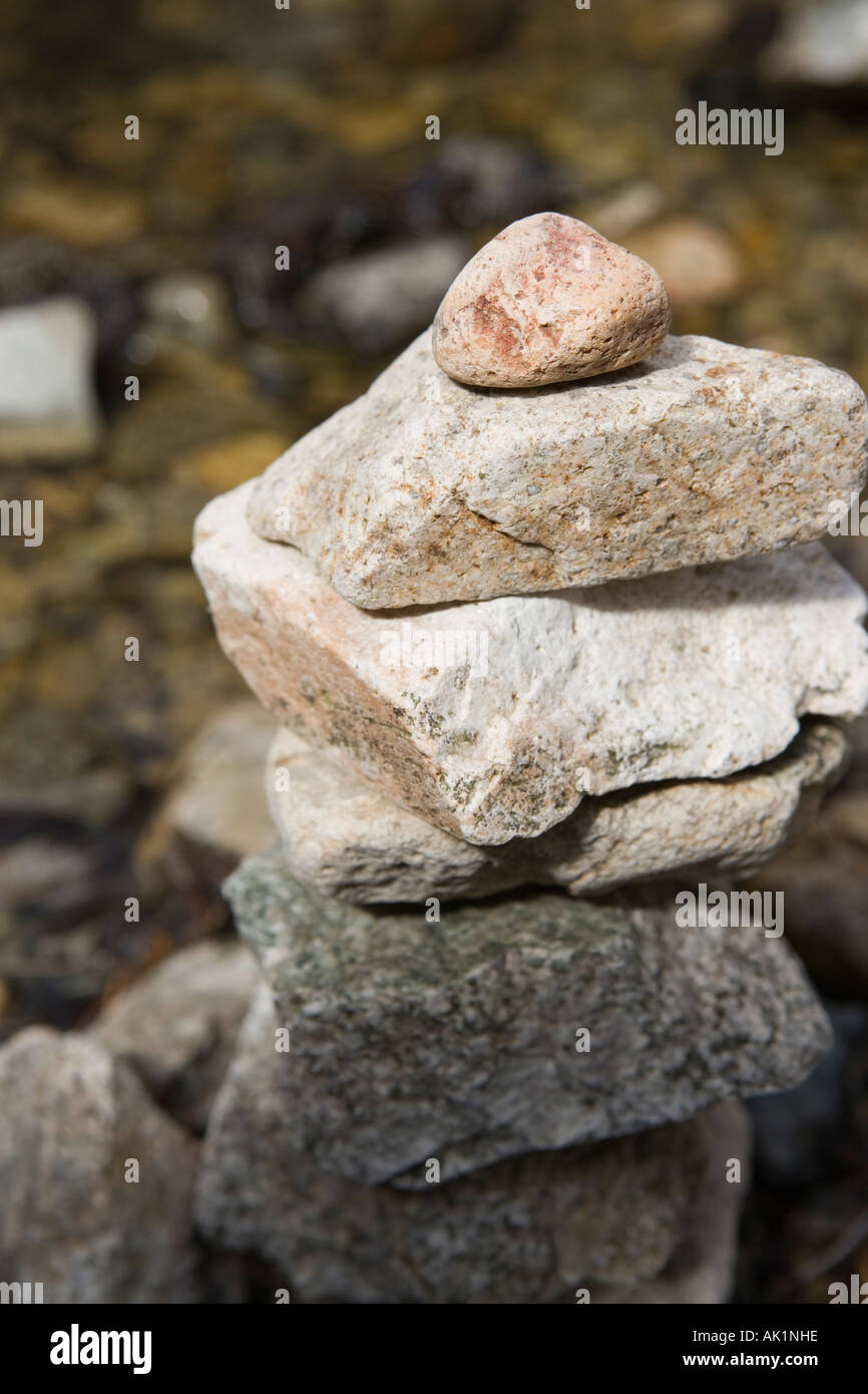 memorial of stacked rocks as memorial for a buried pet Stock Photo - Alamy
