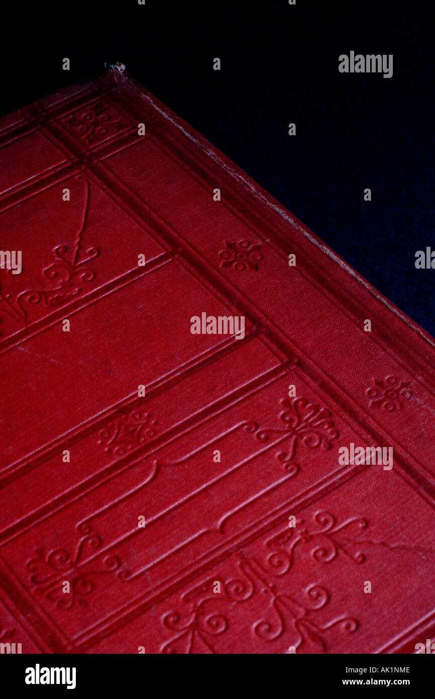 Detail of red leather book cover Stock Photo - Alamy