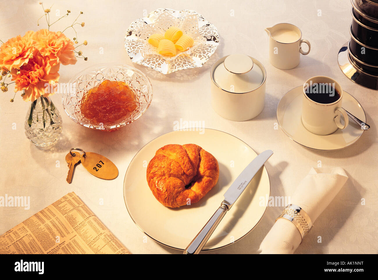 Continental Breakfast Table Setting Hotel High Resolution Stock ...