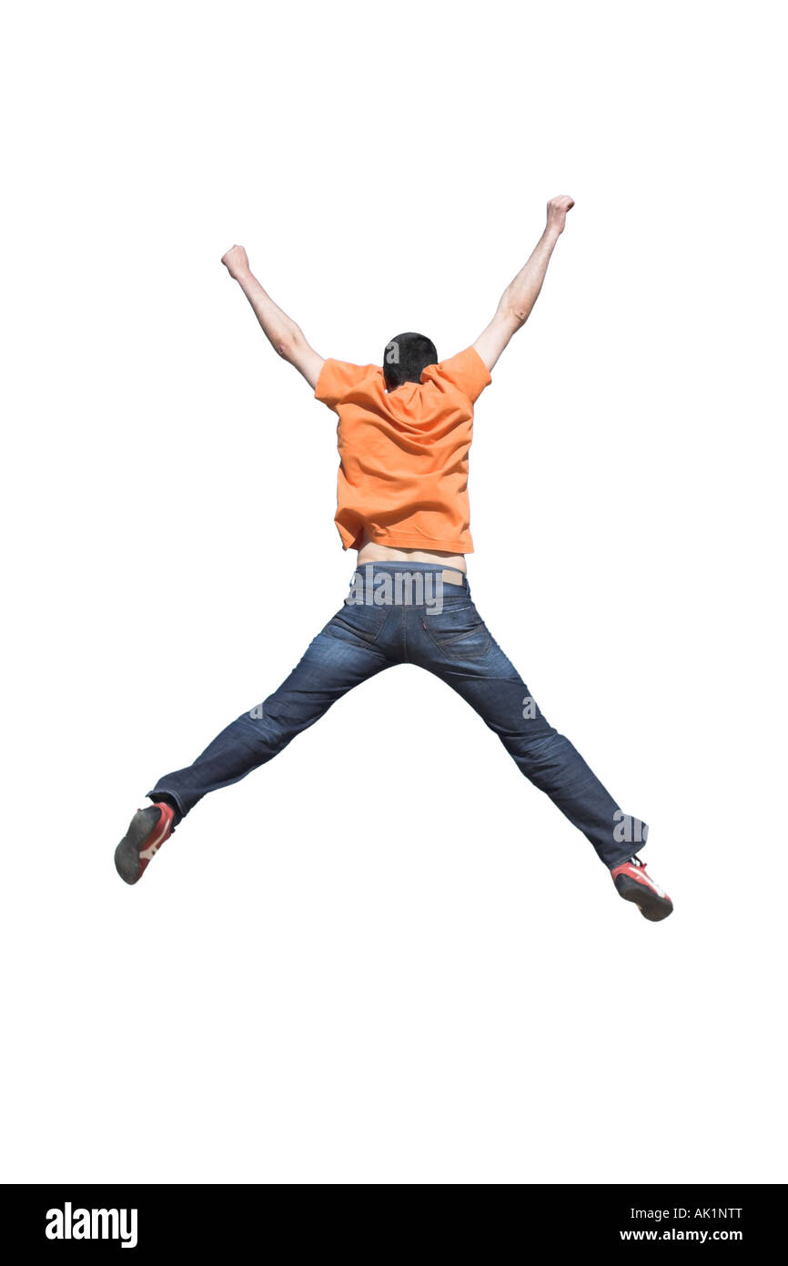 Joyful man jumping Stock Photo - Alamy