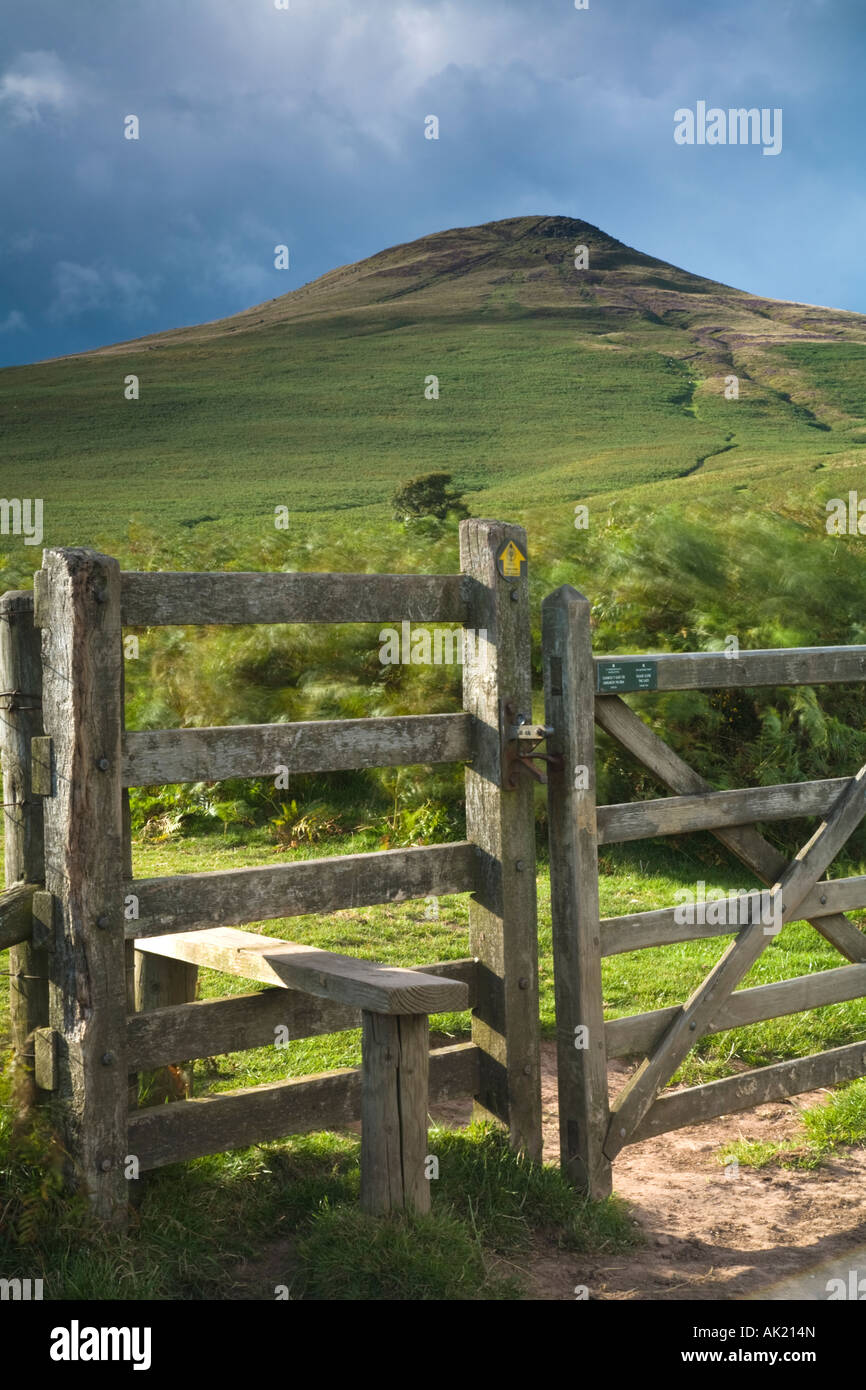 Five barred gate and style on footpath to summit of Sugar Loaf Mountain ...