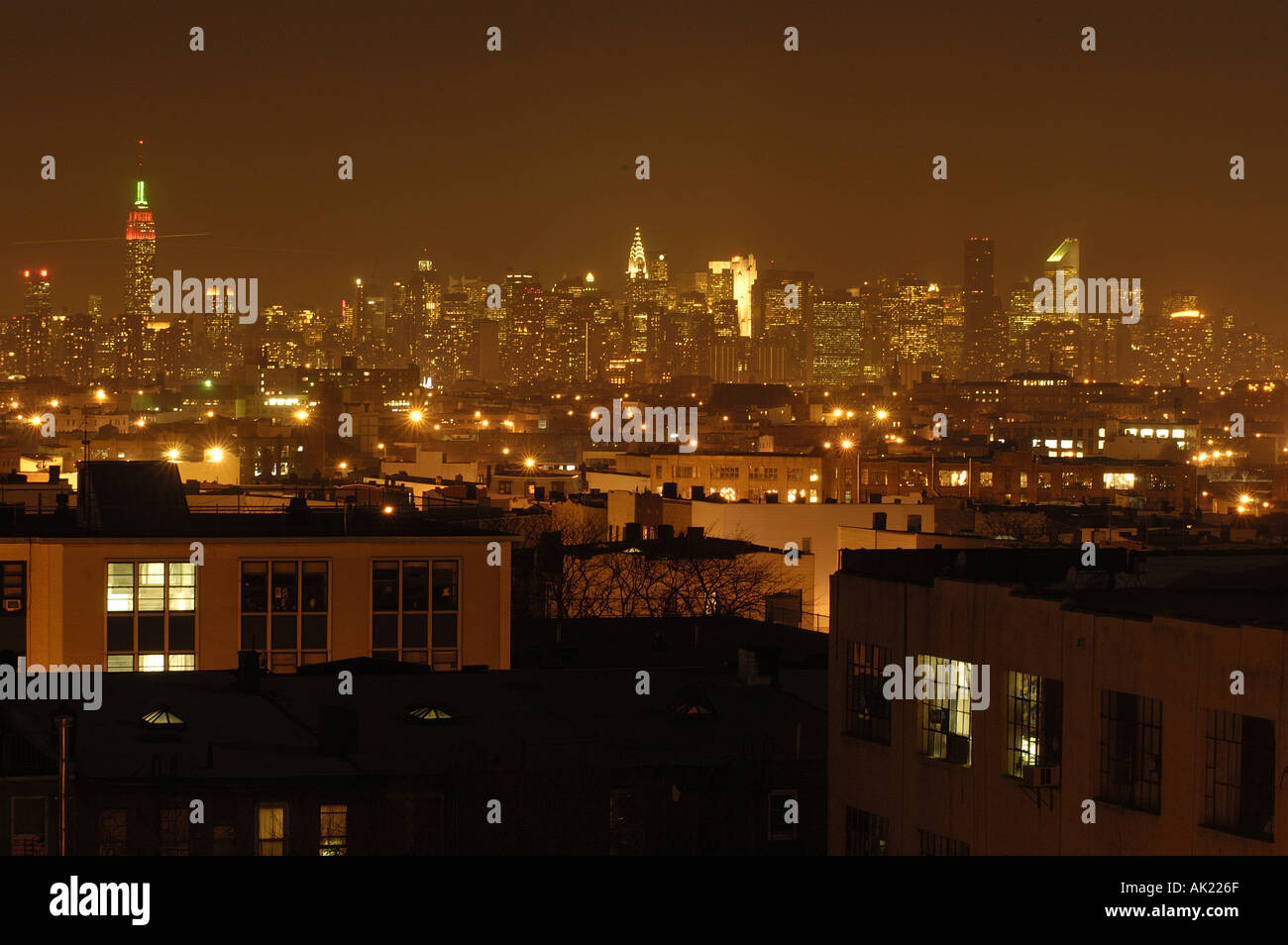 Skyline of Manhattan afternoon from Bushwick Brooklyn New York City USA ...