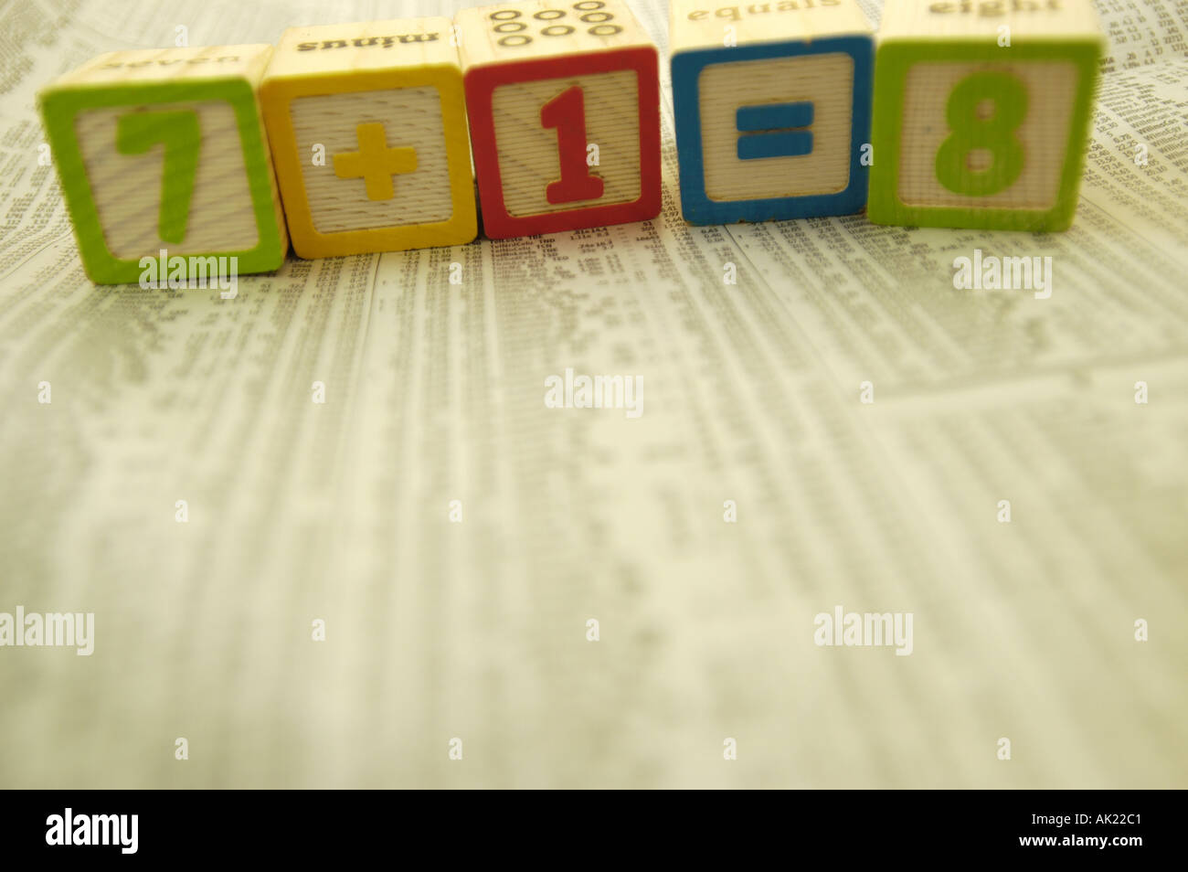 Wooden blocks seven plus one equals eight line sum math toy floor ...