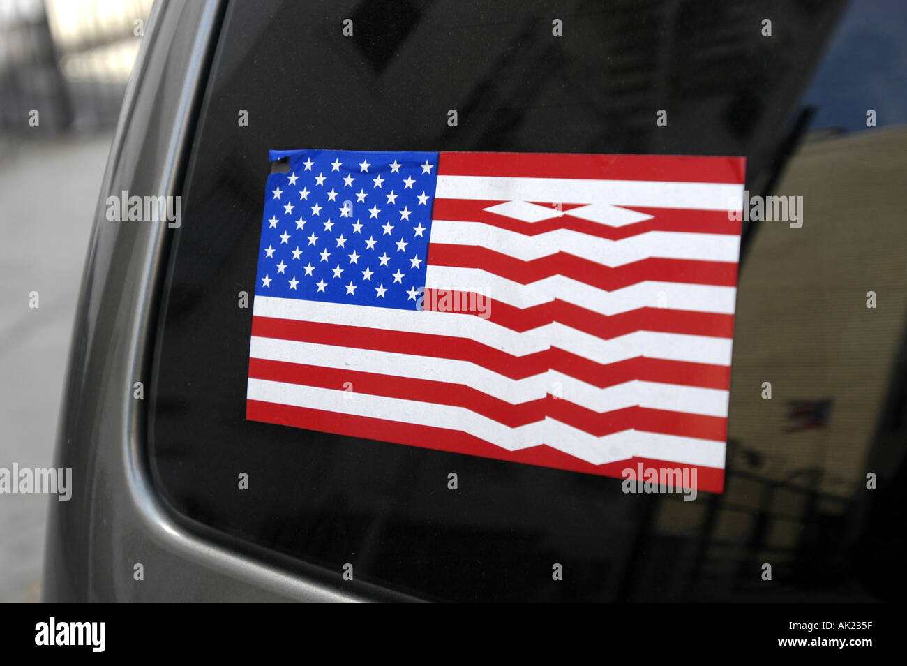 American flag sticker on car window Stock Photo - Alamy