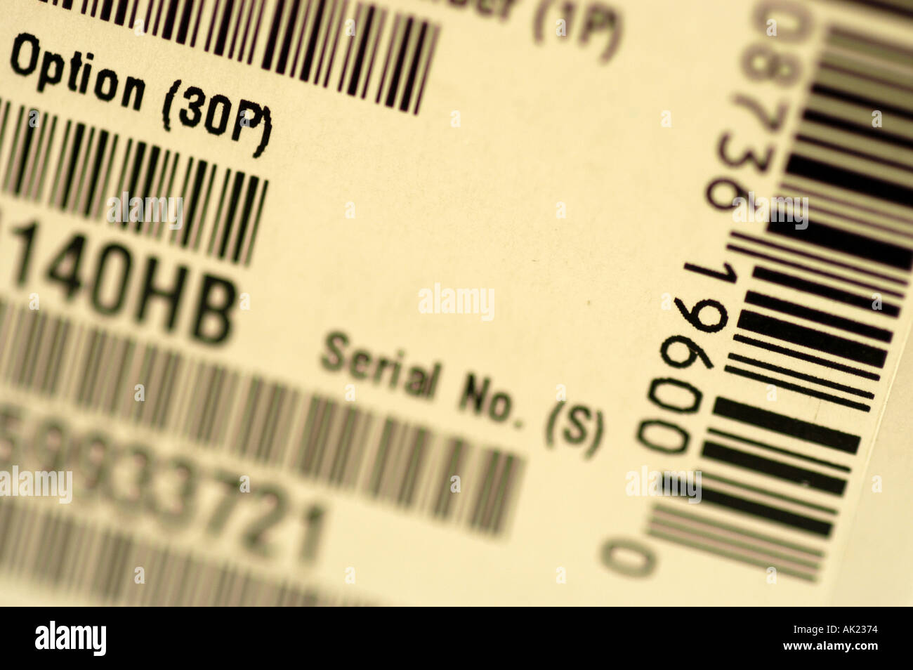 Barcodes on product sticker Stock Photo - Alamy