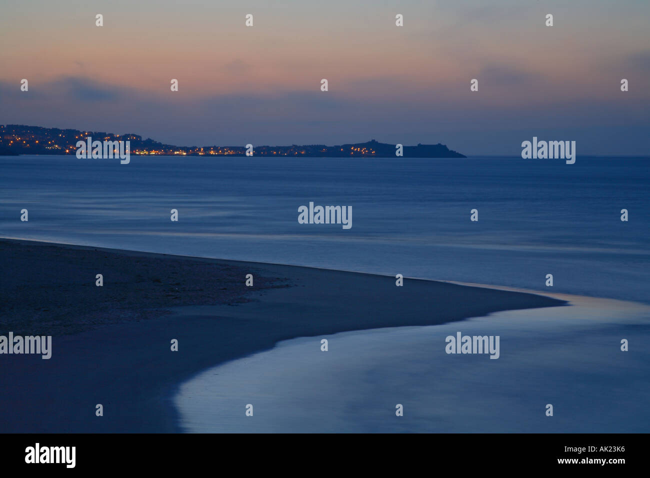 st ives at sunset from porth kidney cornwall Stock Photo - Alamy