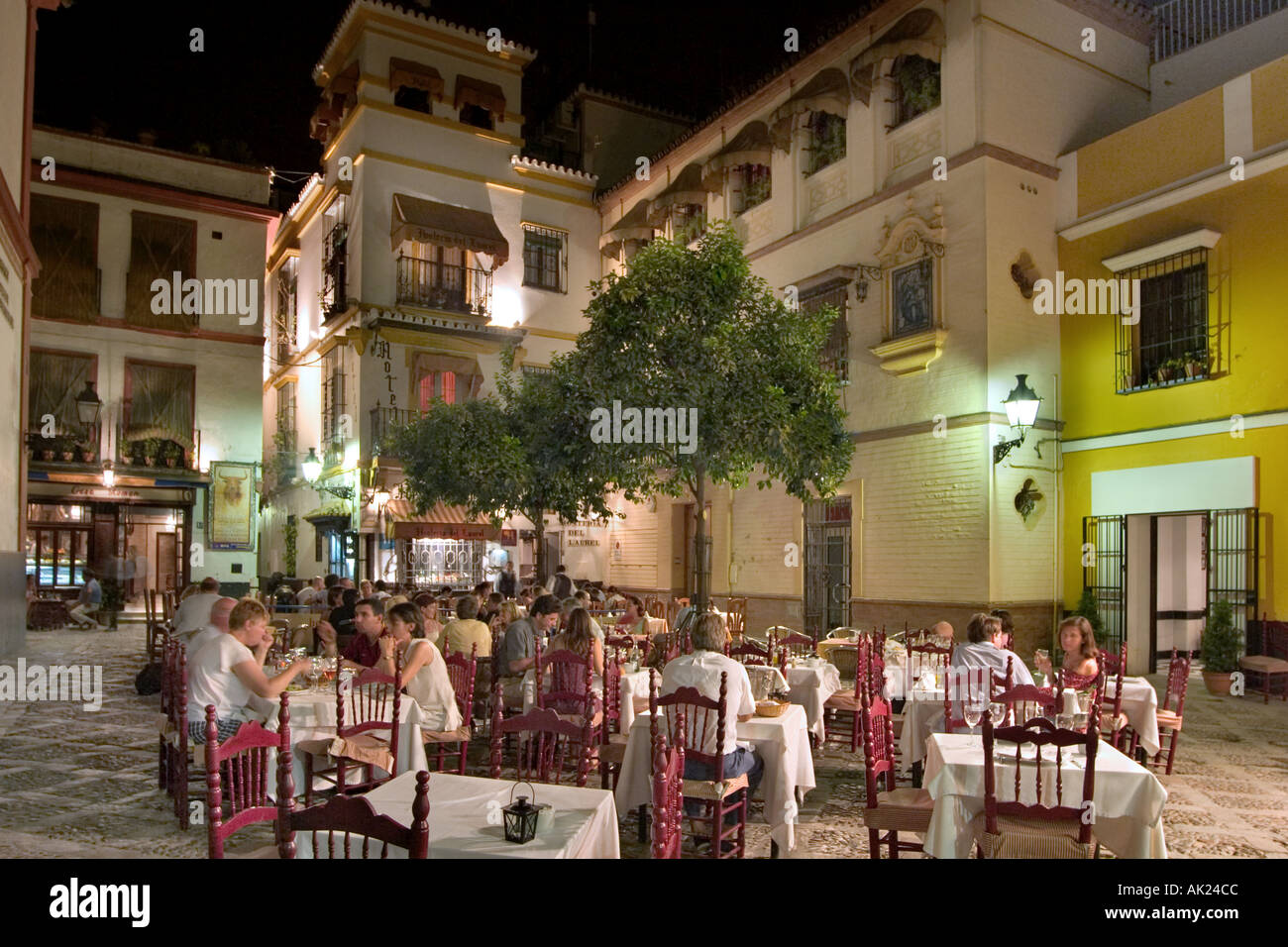 Pavement Restaurant at Night, Plaza de los Venerables, Barrio Santa ...