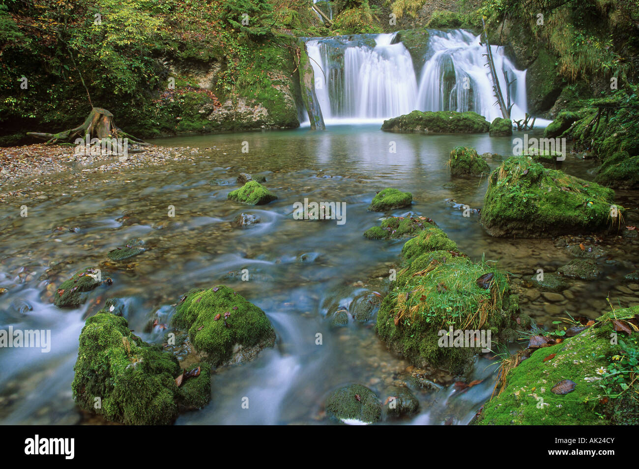 mountain stream with waterfall Stock Photo - Alamy