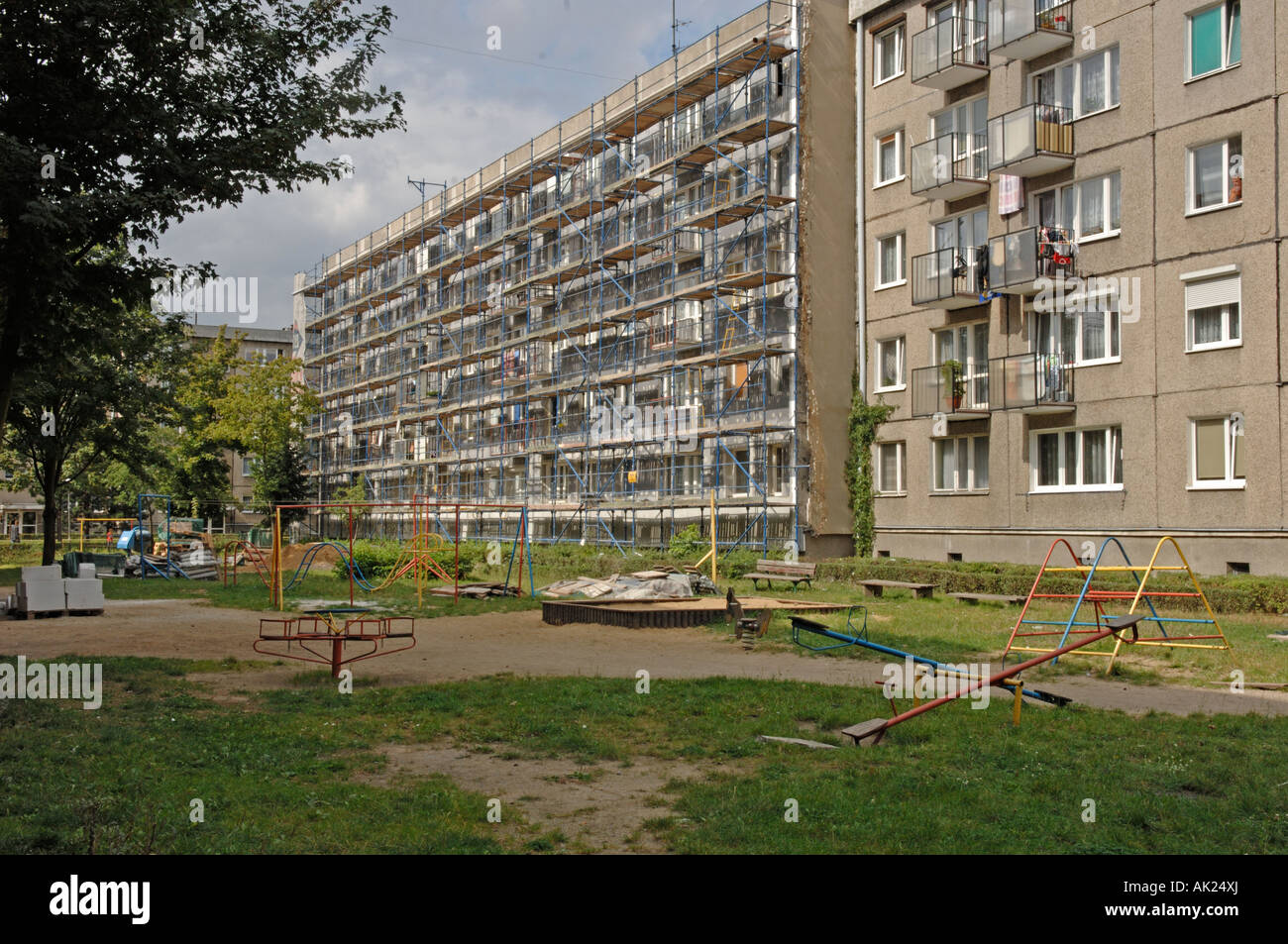 Old apartment block built during the Communist regime being Stock Photo ...
