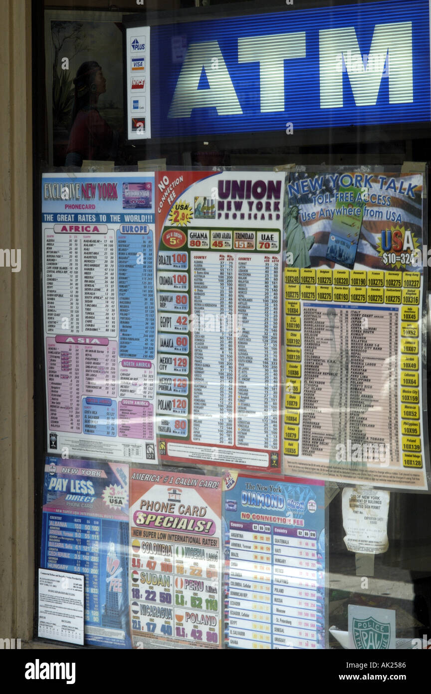 ATM blue neon window store shop NY Sign Signs vertical Stock Photo - Alamy