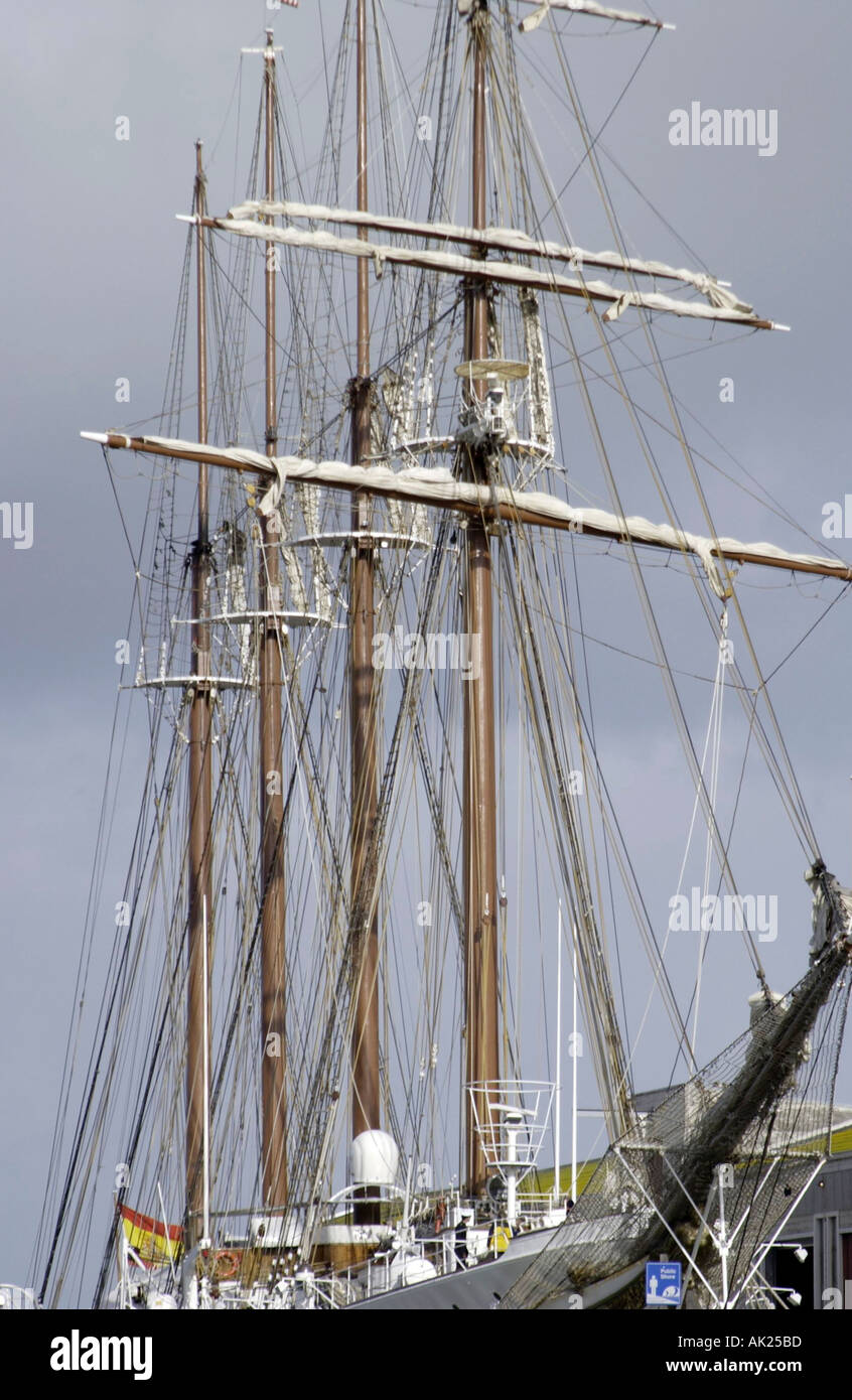 Detail of the rigging on a tallship sailboat Stock Photo - Alamy