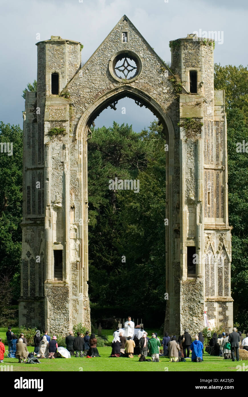 Walsingham Abbey UK. Pilgrimage Roman Catholics hold mass in the ...