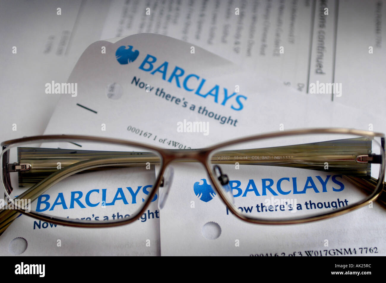 A generic barclays bank picture, with statements and glasses Stock ...