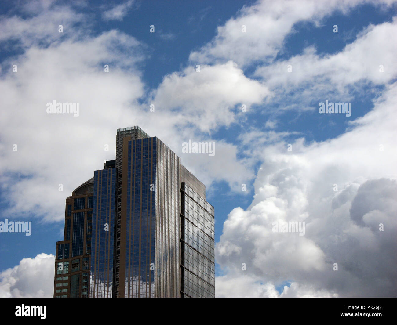 Washington Mutual Bank building tower of glass and steel against blue ...