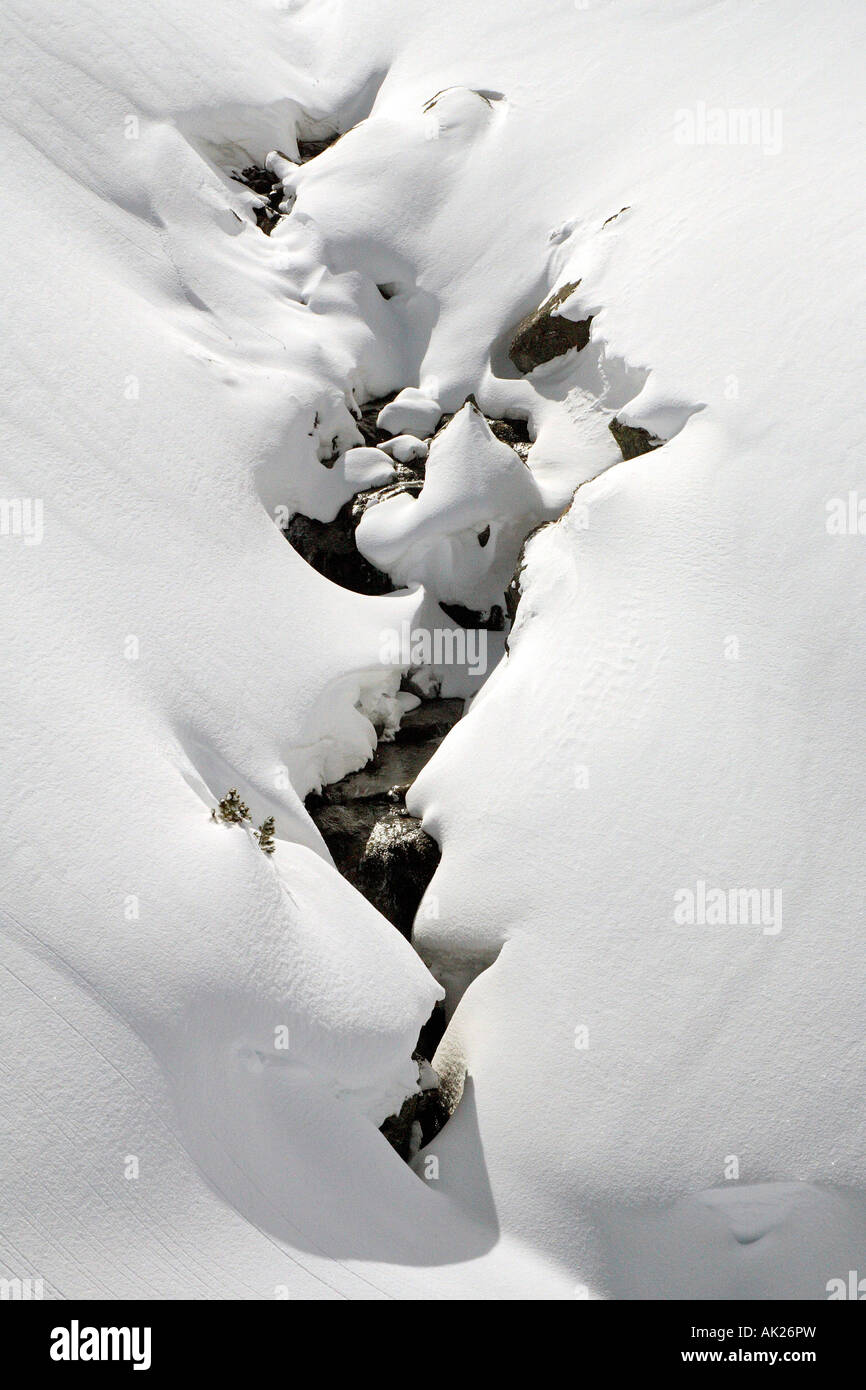 Snow Covered Stream - Les Arc, France Stock Photo - Alamy