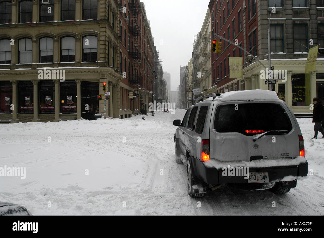 NY Soho Winter street scene snow horizontal Stock Photo - Alamy