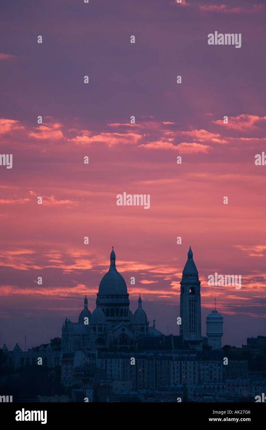Church of Sacre Coeur sunset Montmartre Paris France Stock Photo - Alamy