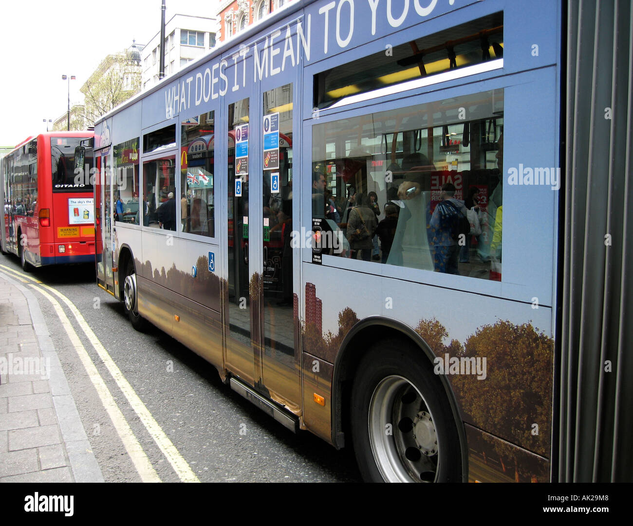 London Bendy Bus in Oxford Street - 2 Stock Photo - Alamy