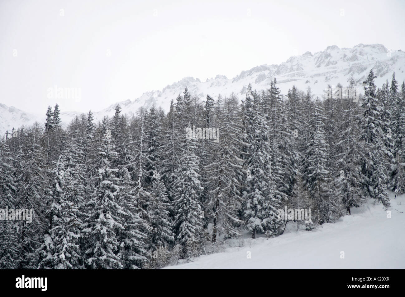 Snow Covered Mountain Slope - Les Arc, France Stock Photo - Alamy