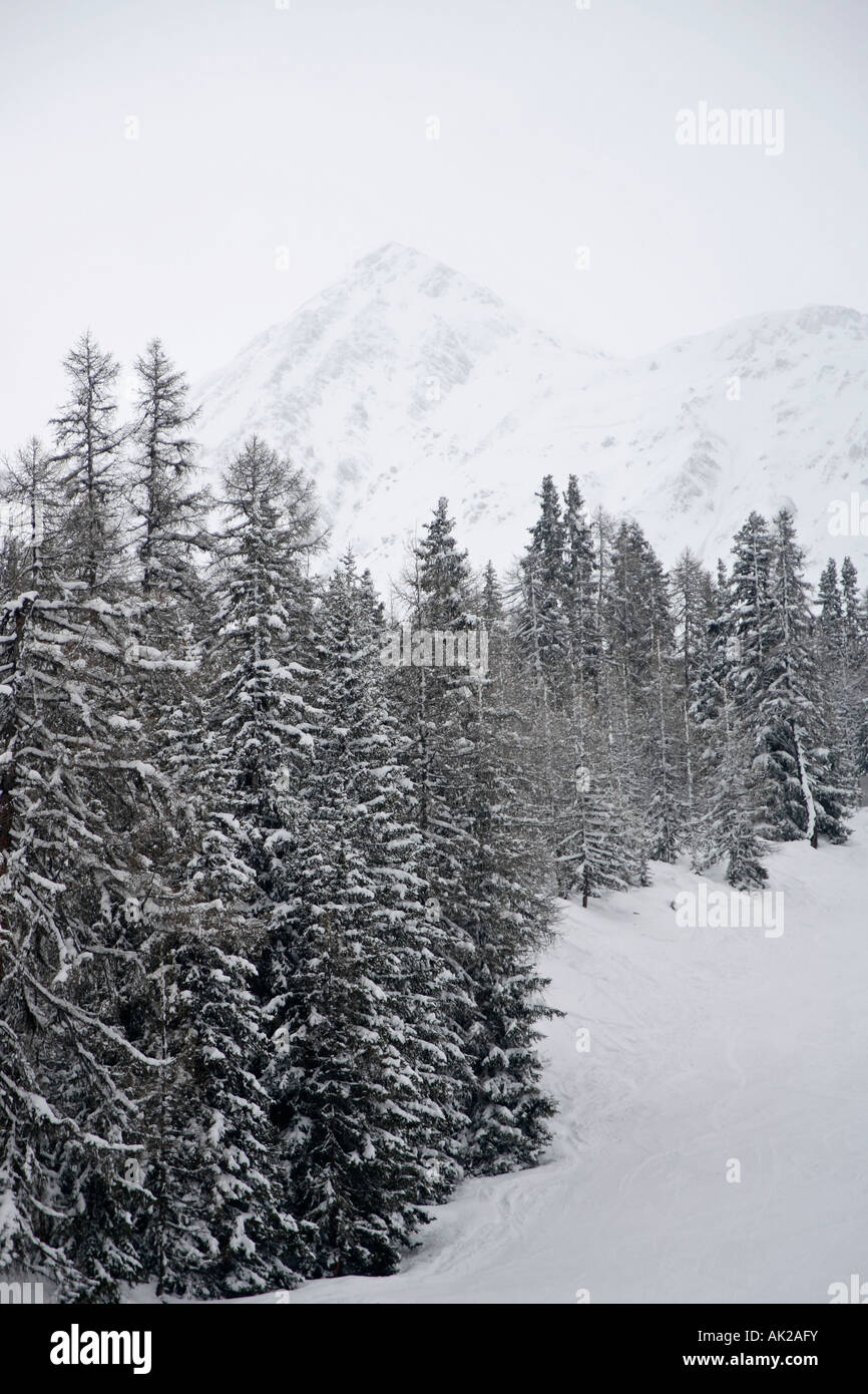 Snow Covered Mountain Slope - Les Arc, France Stock Photo - Alamy