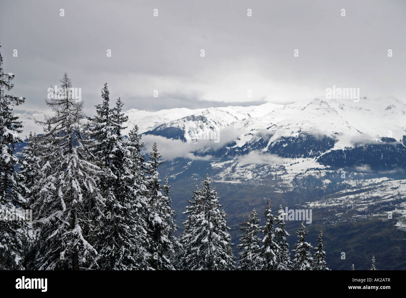Snow Covered Mountain Slope - Les Arc, France Stock Photo - Alamy