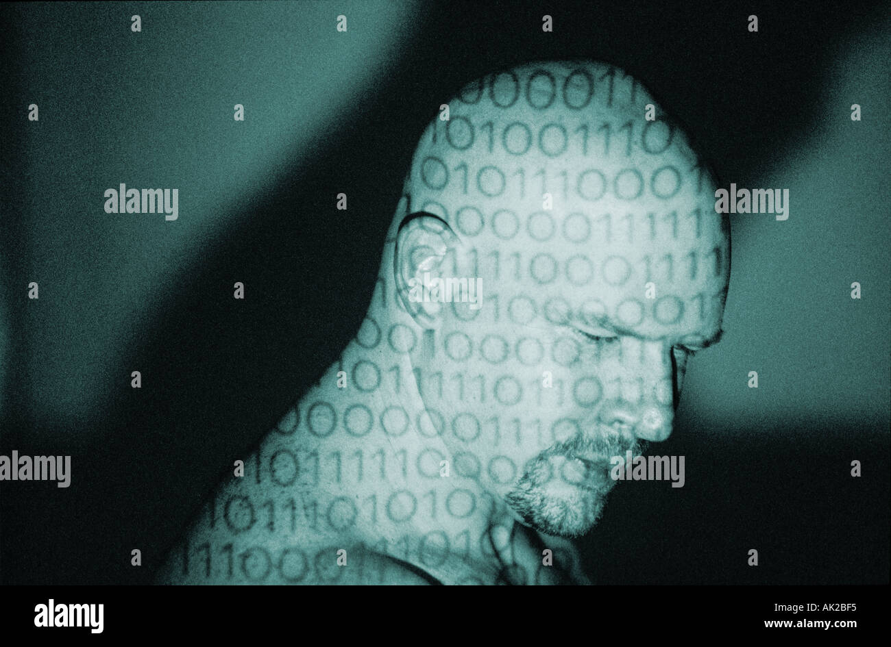 green man covered with ones and zeros Stock Photo - Alamy